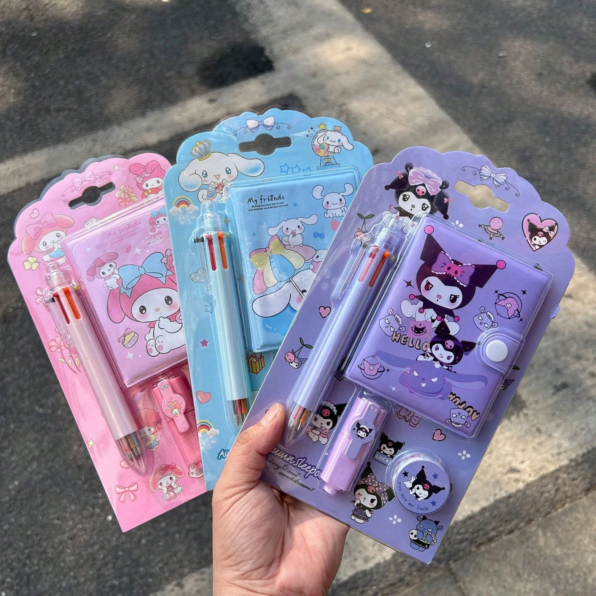Sanrio 3pcs Sanrio Cartoon Stationery Set, Cute Student Supply Notebook ...