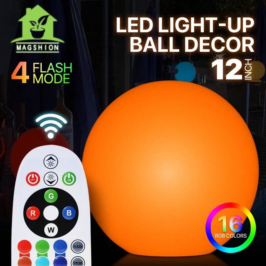 12" Changing LED Light Up Night Light Ball Decorative Lighting Home ...