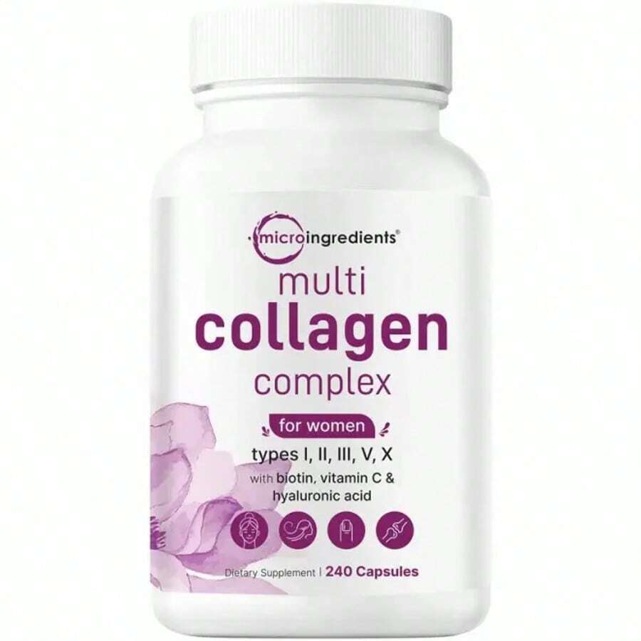 Iota Elements Multi Collagen Complex, 240 Capsules | Type I, I I, III, V, X With Hyaluronic Acid ...