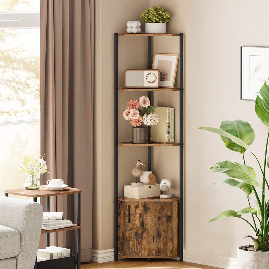VASAGLE Corner Shelf With Storage, Corner Storage Cabinet, 5-Tier ...