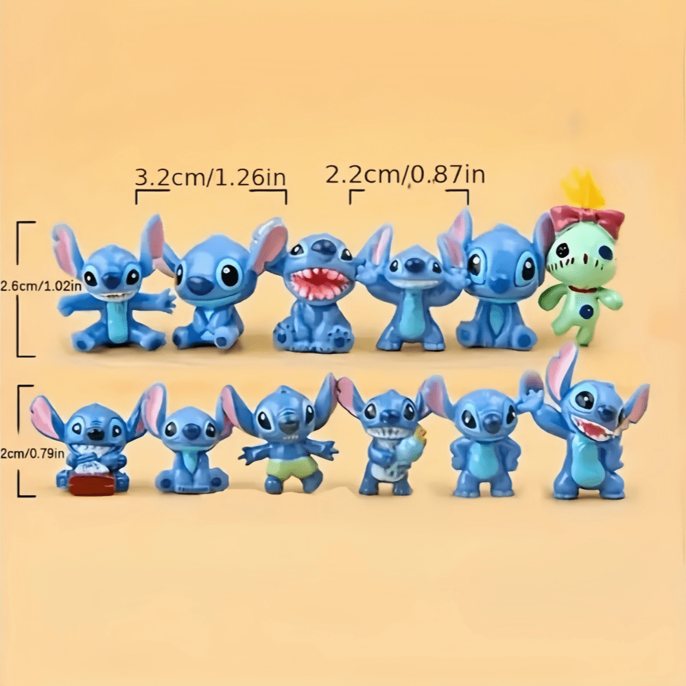 Disney 12 Stitch Figurines Set, Mini Cartoon Characters, Character ...
