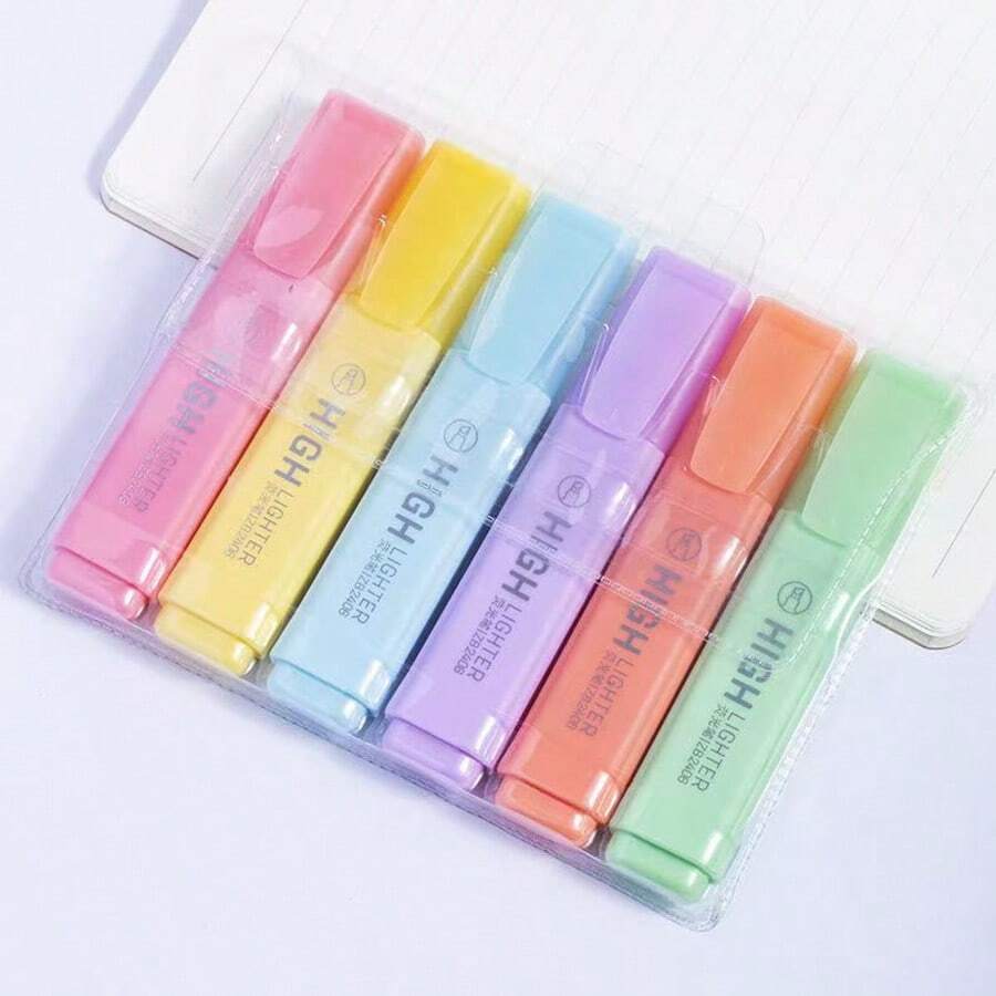 Stylo fluorescent à tête oblique 6 couleurs, grande capacité, marqueur ...