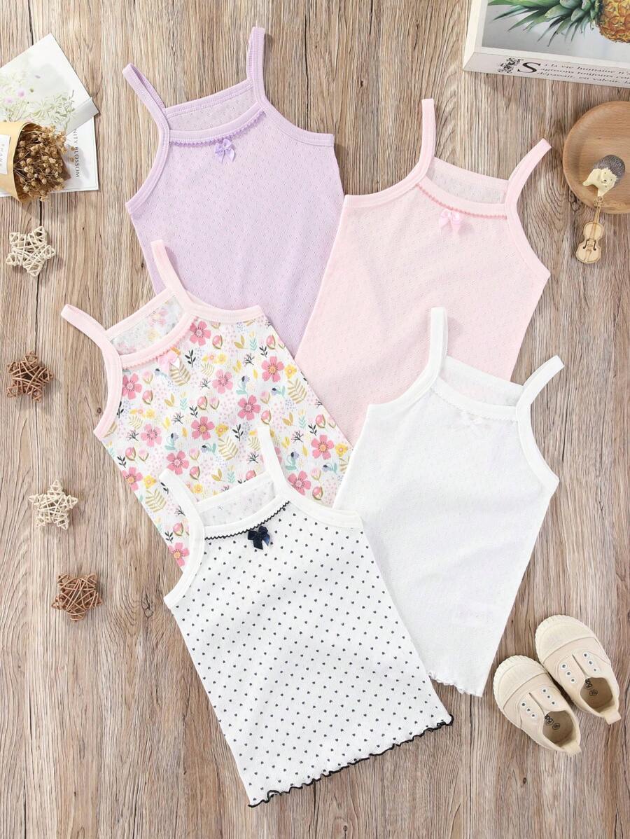 5Pcs Girls Vest Cami Underwear White 2Y-12Y | SHEIN USA