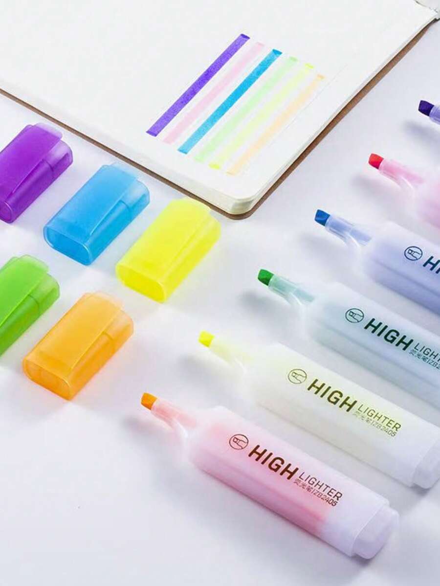 Stylo fluorescent à tête oblique 6 couleurs, grande capacité, marqueur ...