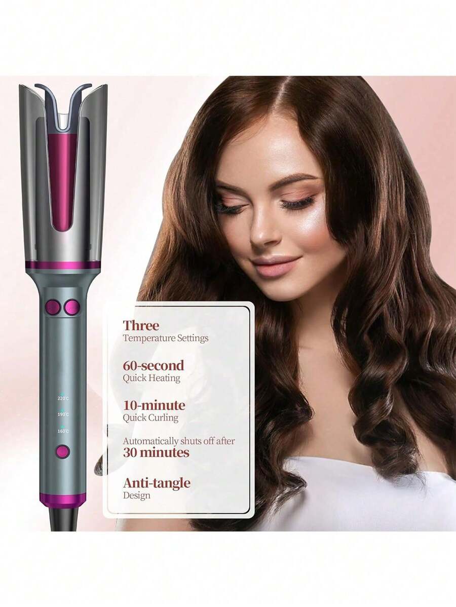 Fer à friser automatique avec baril rotatif de 1 pouce et anti-enchevêtrement - 3 réglages de ...