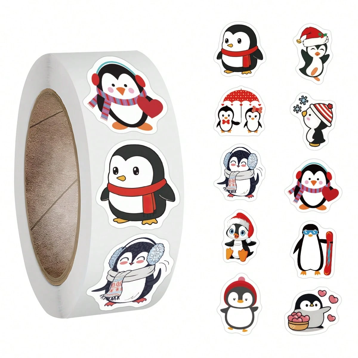 500PCS Penguin Stickers Roll Vinyl Aesthetics Stickers Scrapbooking ...