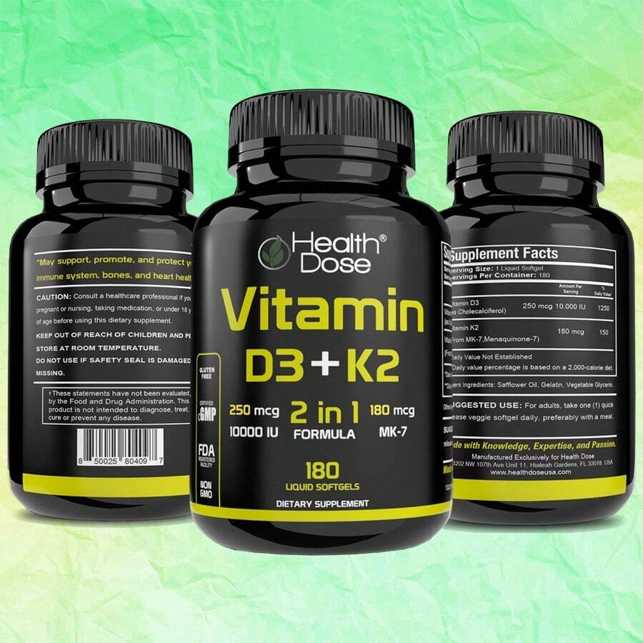 Health Dose Health Dose Vitamin D3+K2 (MK7) - Immune System Support ...