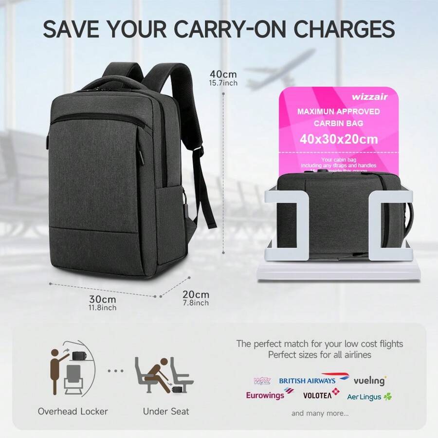 For Wizzair Cabin Bag Backpack 40x30x20 Tui Airways Travel Duffle Bag ...