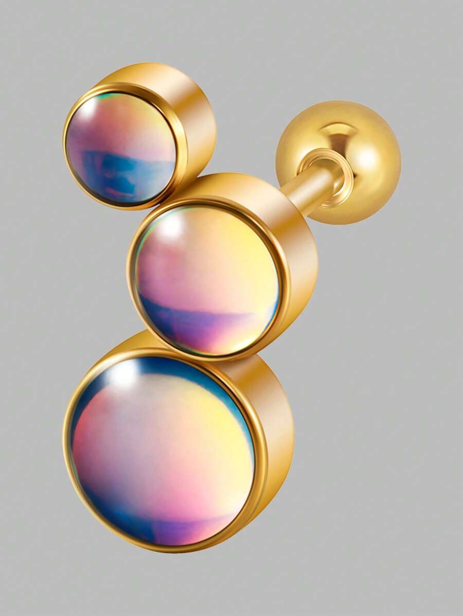 1PC Shiny 316L Stainless Steel Flash Film Ear Tragus Cartilage Earrings ...