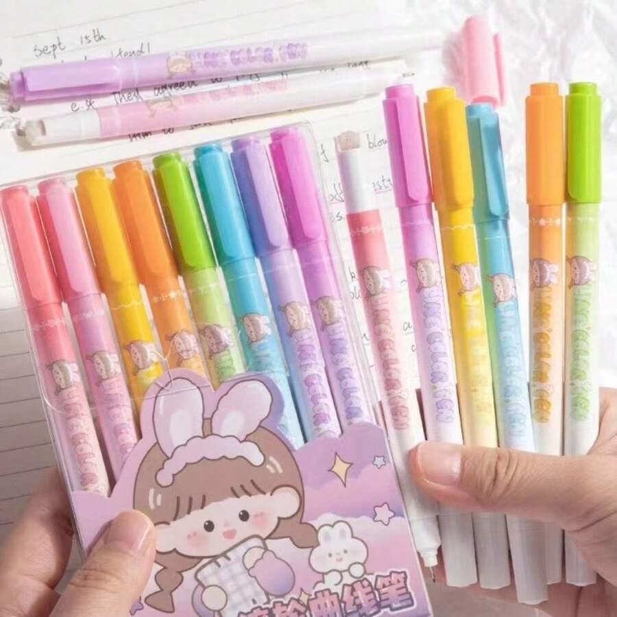 8pcs/Set Floral Outline Pens, Curve Pens For Journaling, Scrapbooking ...