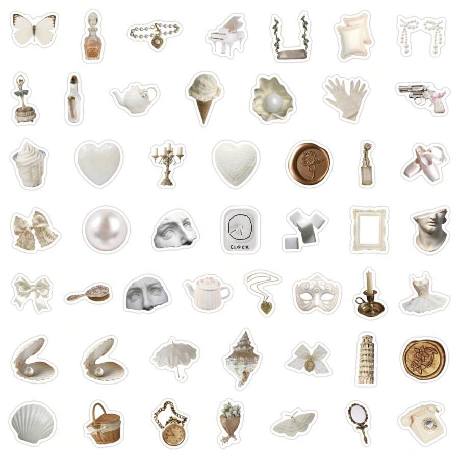 101PCS White Aesthetics Stickers Vinyl Aesthetics Stickers Scrapbooking ...