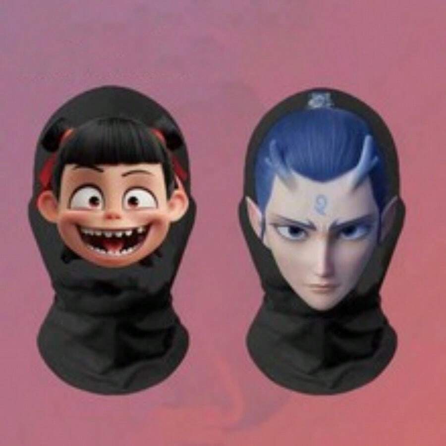 Funny Face Mask Silly Masquerade Mask Joking Head Covering Nezha And