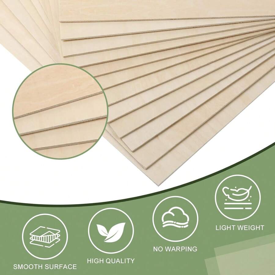 12Pcs Wood Sheets For Crafts-12x12x1/12 Inch- 2mm Thick Wood Sheets ...