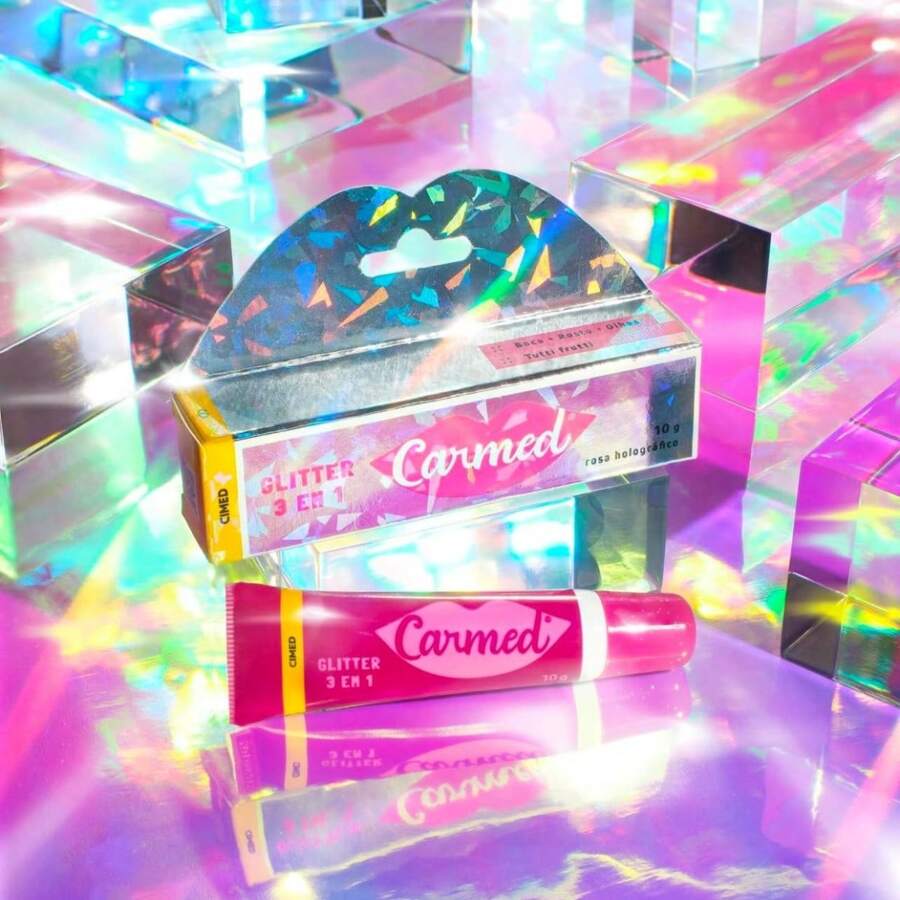 Hidratante labial carmed glitter 3 em 1 10g make multiuso proteção e ...