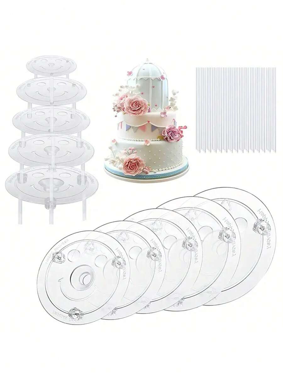1 Set Cake Stand Reusable Plastic Cake Tray Multi Tier Cake Placement Stand For Wedding