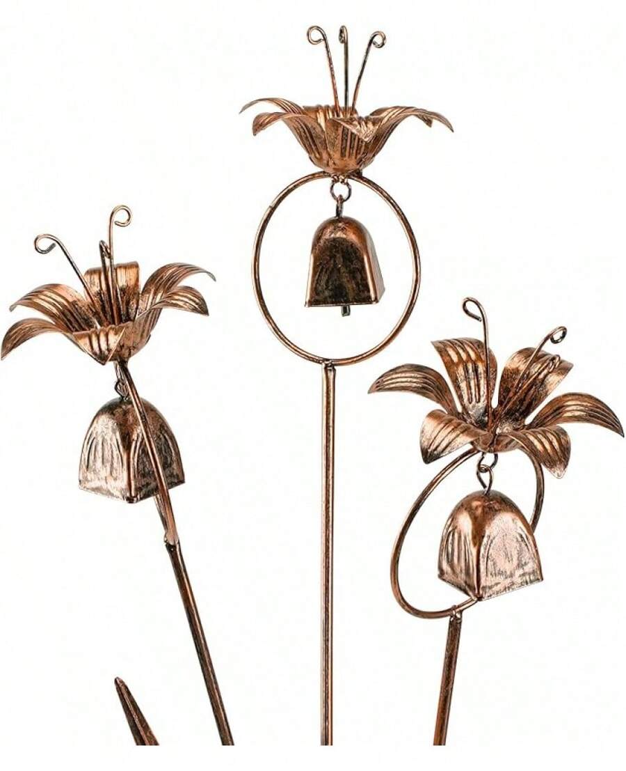 Gardens Metal Lilies Flowers With Bells For Outside Yard Art Metal ...
