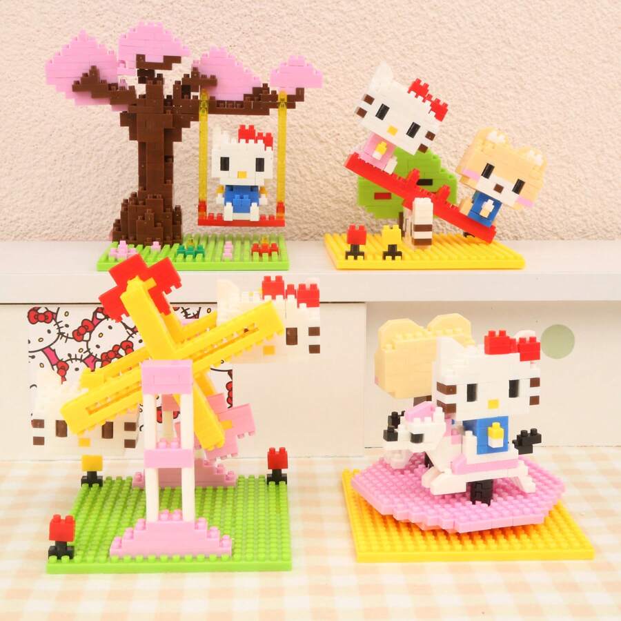 Sanrio 1200PCS Sanrio Building Blocks Hello Kitty Swing Windmill Ferris ...