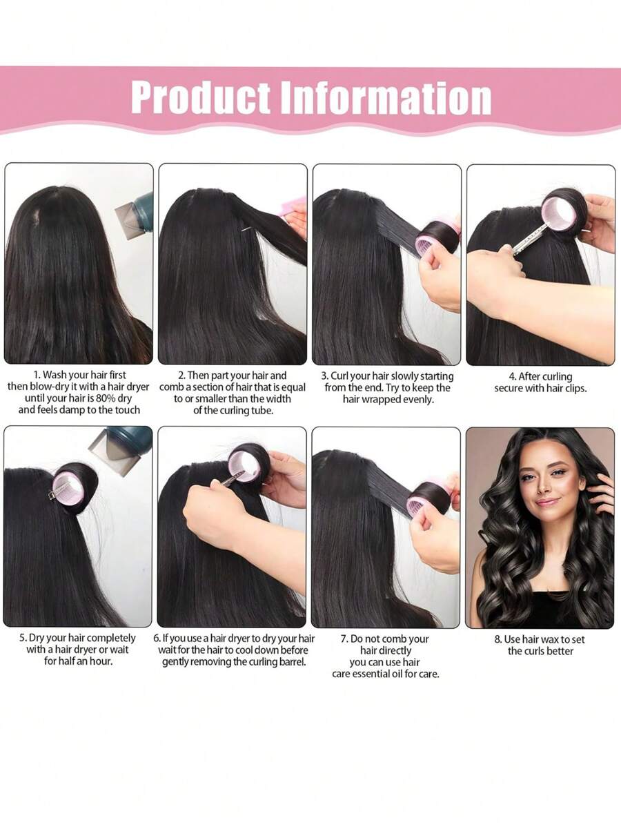 36pcs Self-Adhesive Hair Rollers Set For Different Hair Lengths, Heatless Curlers With Clips As ...