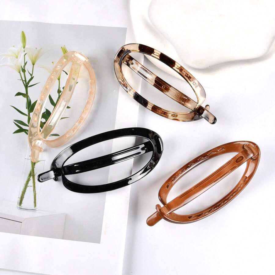 1/4pcs New Simple And Elegant Oval Hair Clip For Women With High-End ...