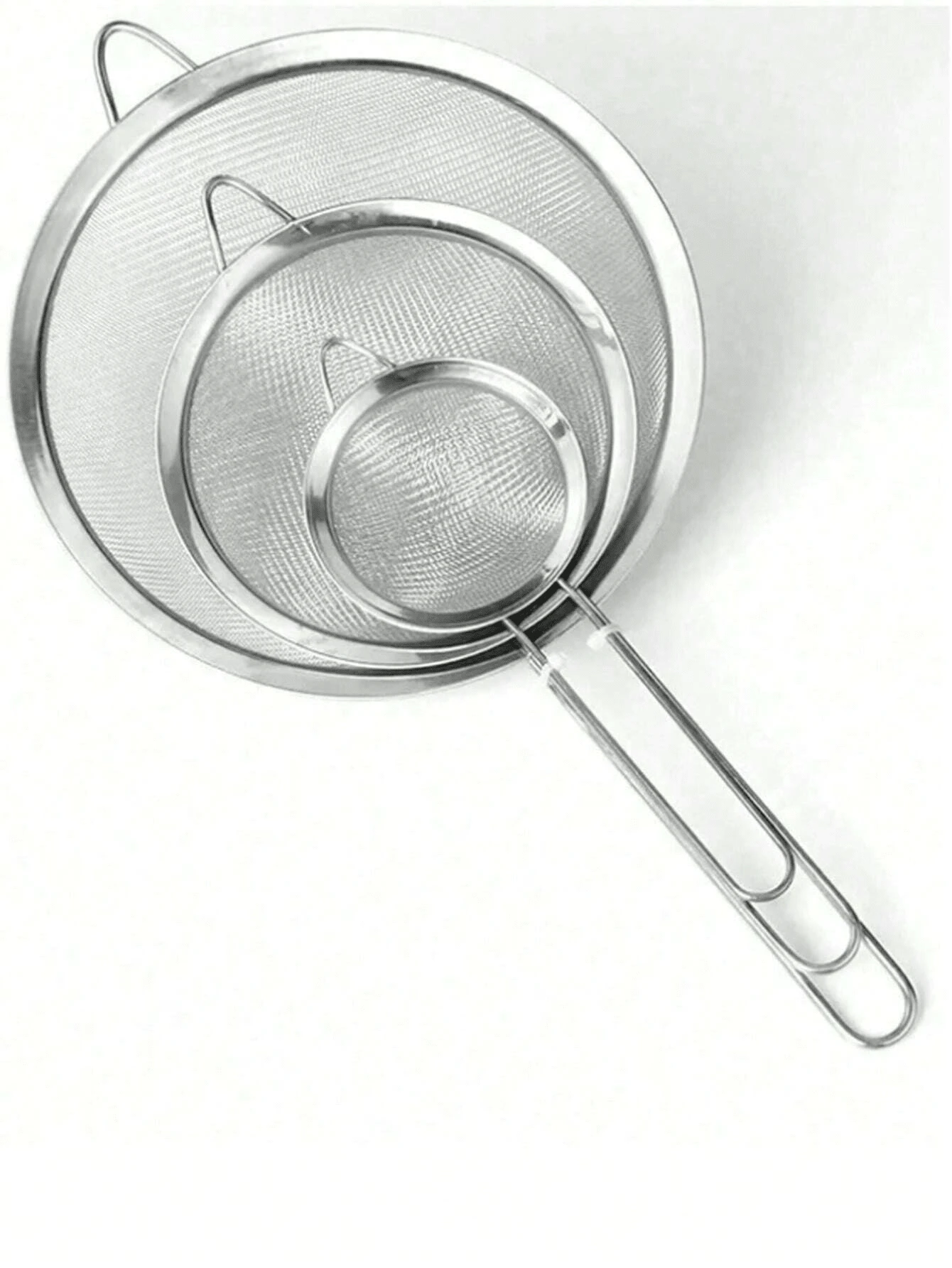 3 Pcs Super Wire Extra Fine Mesh Strainer With Handle, Small Medium ...