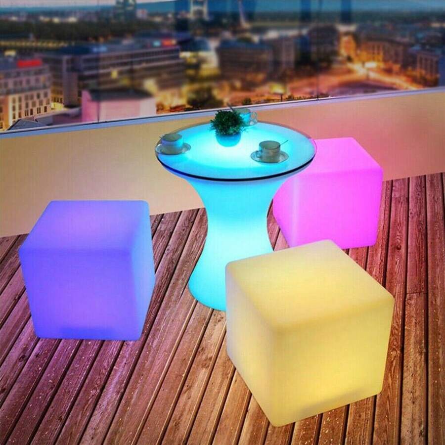 WANLECY Light Up LED Color Changing Stool Seat Chair Waterproof Bar ...
