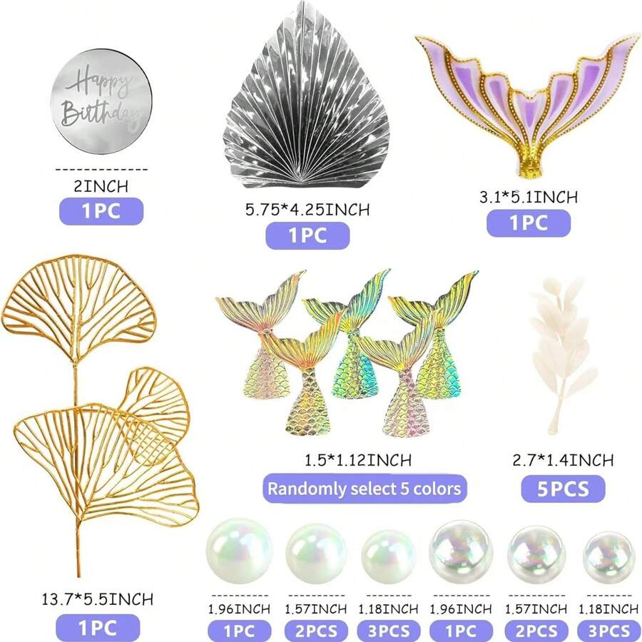 Mermaid Party Cake Decorating Set, DIY Mermaid Tail, Transparent Pearl ...