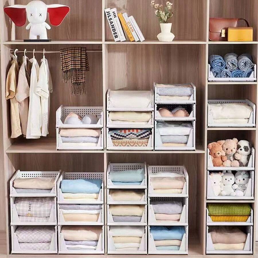 Caixa de Armazenamento de Plástico, Adequada para Guarda-Roupa, Cozinha ...