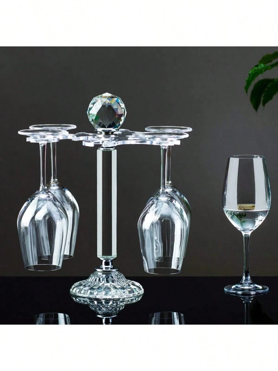 Elegant Desktop Crystal Glass Stemware Rack/Rotate 8 Wine Glass Storage ...