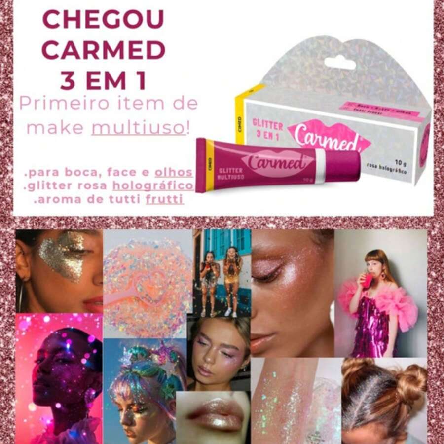 Hidratante labial carmed glitter 3 em 1 10g make multiuso proteção e ...
