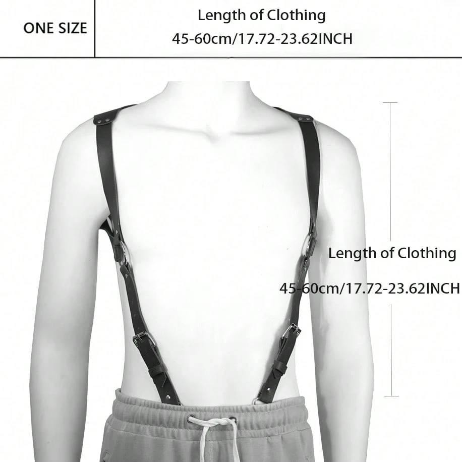 Men's Fashion Suspenders PU Leather Adjustable Braces, Gothic Style ...