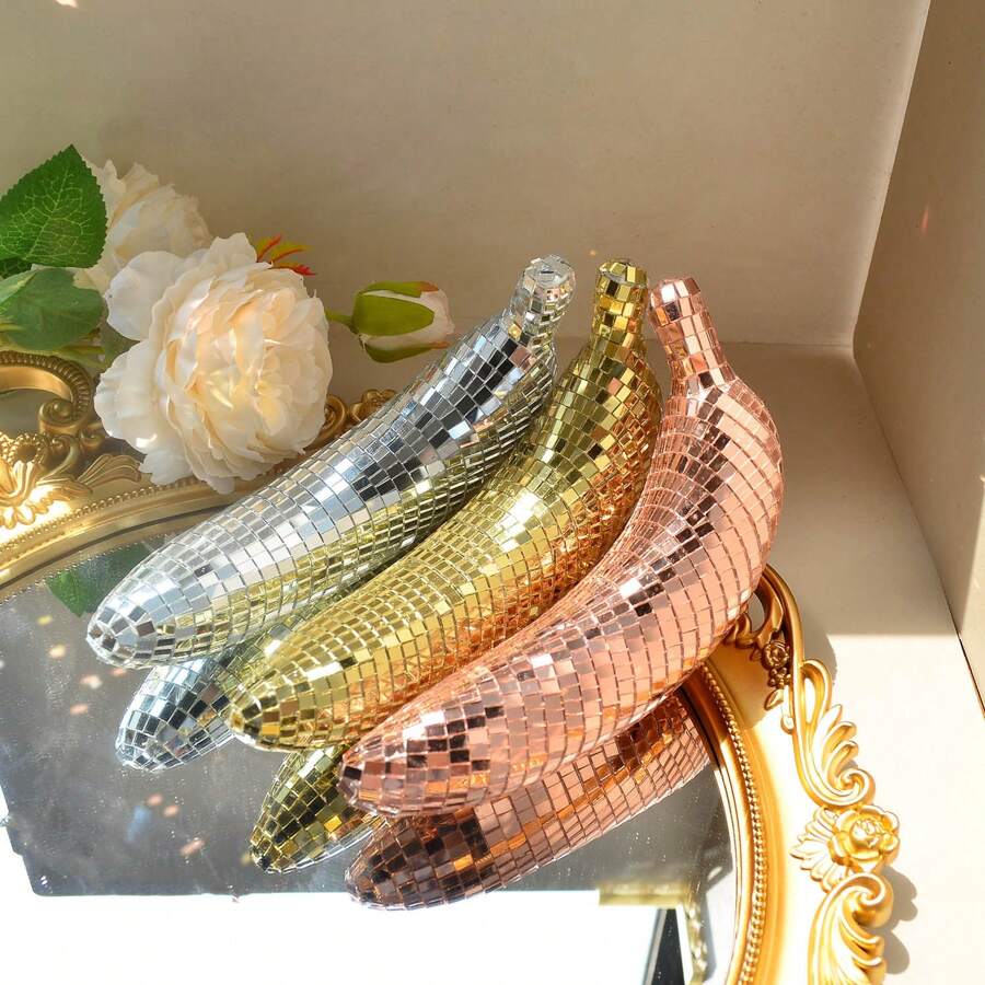 New Shiny Mirror Disco Banana, Vintage Disco Ball Banana Decor, Indoor ...