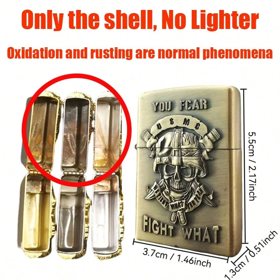 Retro Kerosene Lighter Shell With 3D Relief Skull Design For ZP Lighter ...
