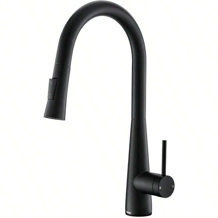 Black Kitchen Tap, Kitchen Tap With Pull Out Spray Stainless Steel ...