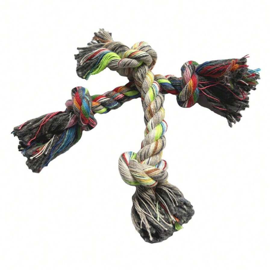 2pcs Pet Dog Rope Chew Toy Teething Braided Multi-Color Braided Double ...