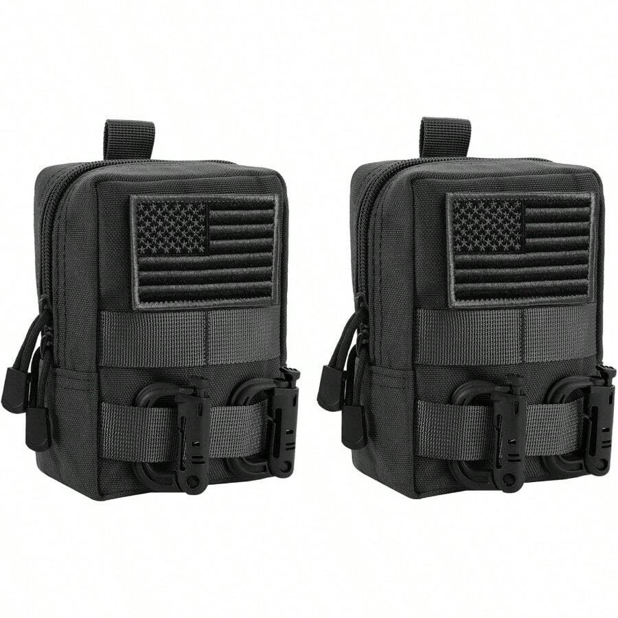 2 Pack Molle Pouches - Tactical Compact Water-Resistant EDC Pouch Bag ...