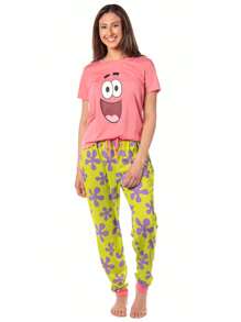 Nickelodeon Womens' SpongeBob SquarePants Patrick Star Sleep Pajama Set ...