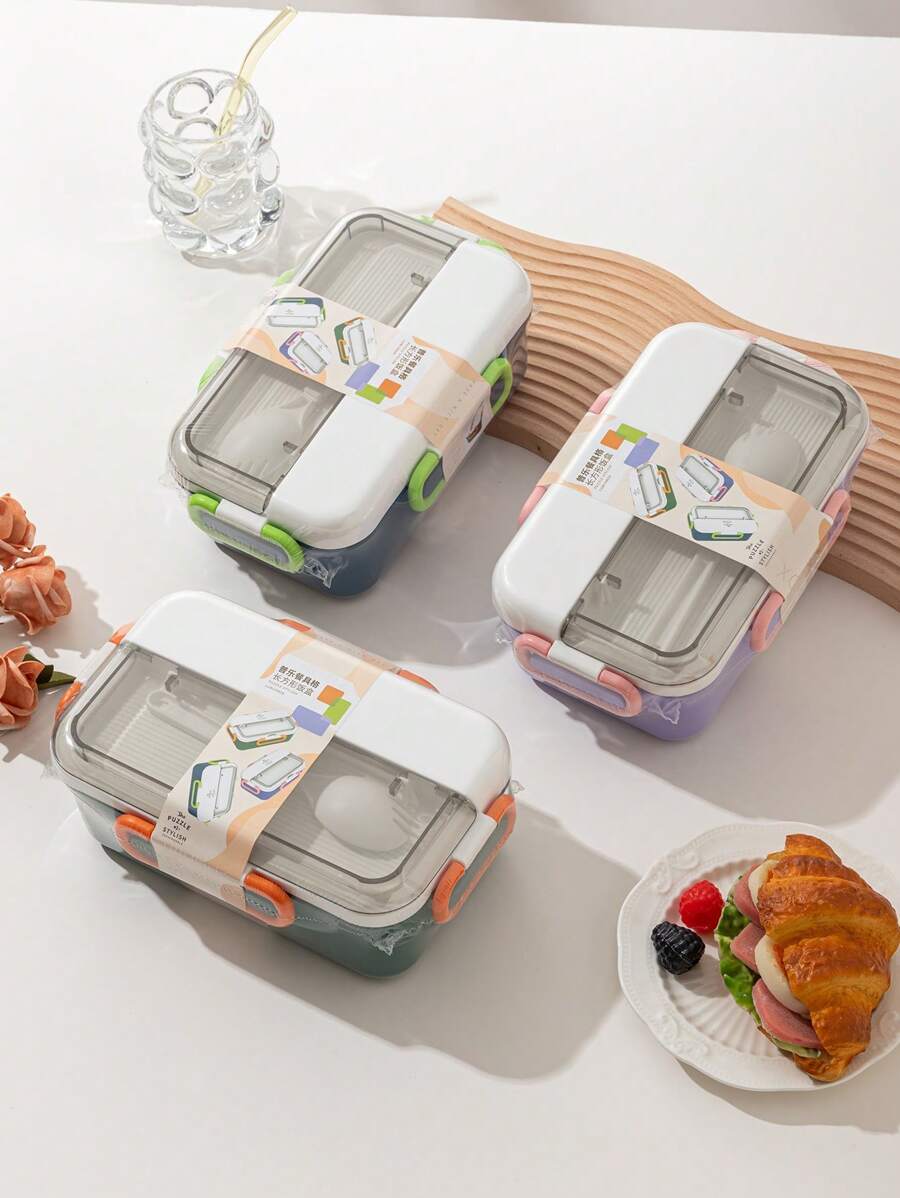 2025 New Cross-Border Plastic Bento Box, Student Cafeteria Compartment ...