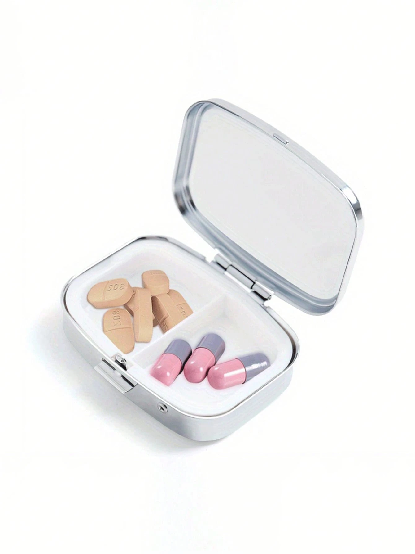 Daisy Flower Letter Pattern Square Pill Box, 2 Portable Pill Storage ...