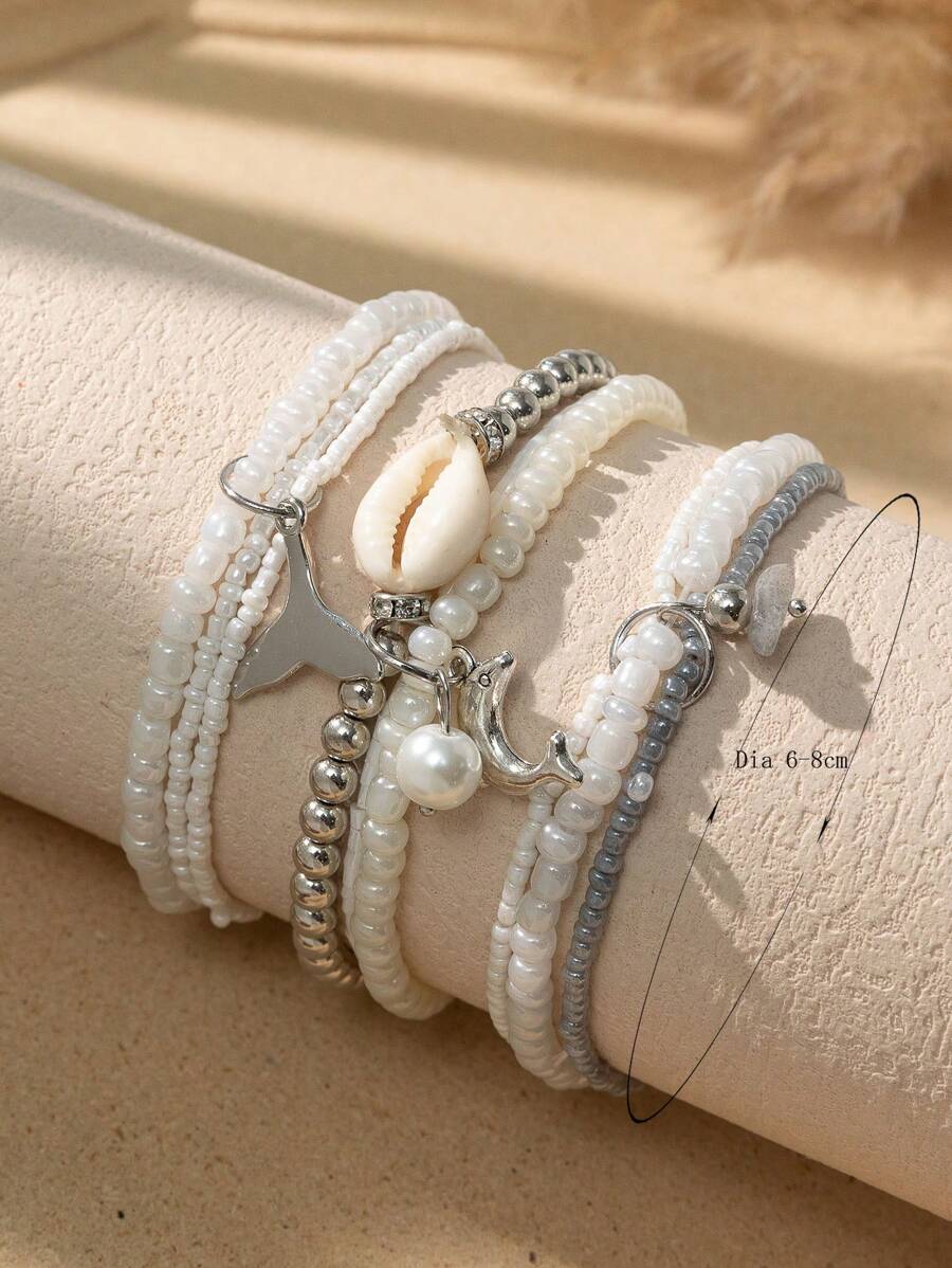 3pcs/Set Boho Ocean Style Beaded Bracelets With Shell, Turtle, Seahorse ...
