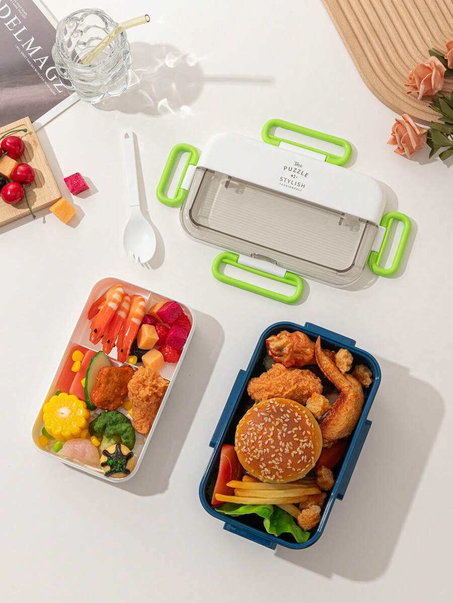 2025 New Cross-Border Plastic Bento Box, Student Cafeteria Compartment ...