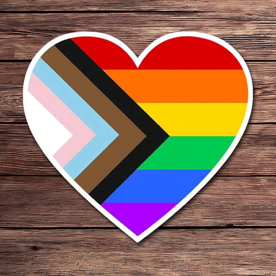 1PC Progress Pride Flag Heart Sticker – Waterproof Vinyl Decal ...