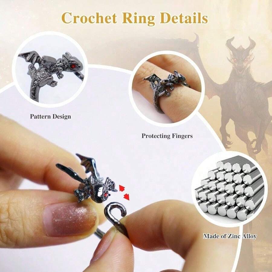 Crochet Rings For Finger Crochet Tension Ring Adjustable Flying Dragon ...