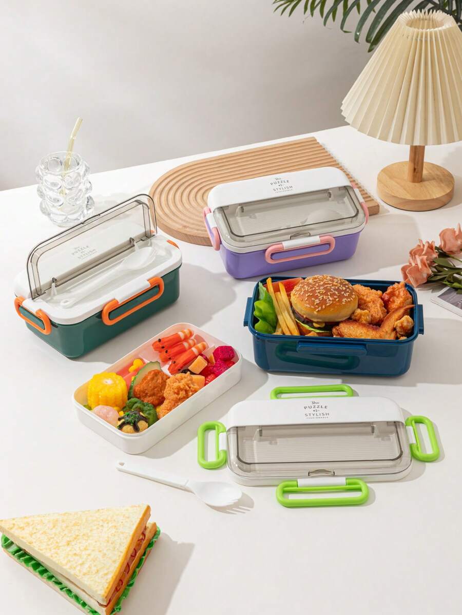 2025 New Cross-Border Plastic Bento Box, Student Cafeteria Compartment ...