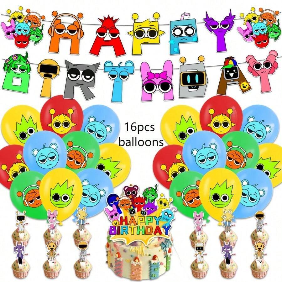 45pcs Sprunki Rhythm Box Theme Outdoor Birthday Party Decoration Set ...