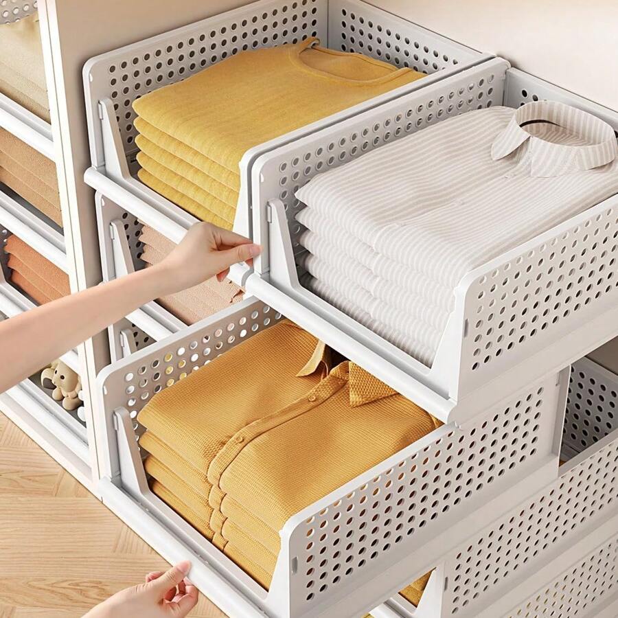 Caixa de Armazenamento de Plástico, Adequada para Guarda-Roupa, Cozinha ...