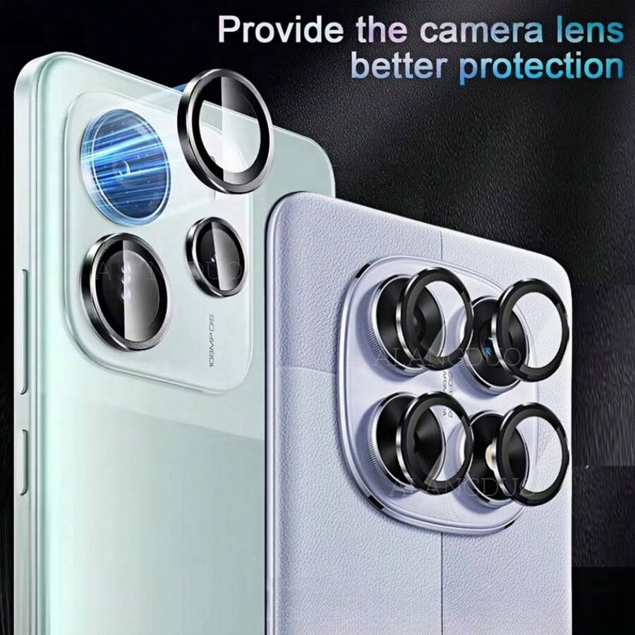 Black Metal Ring + Tempered Glass Lens HD Clear Glass Lens Camera ...