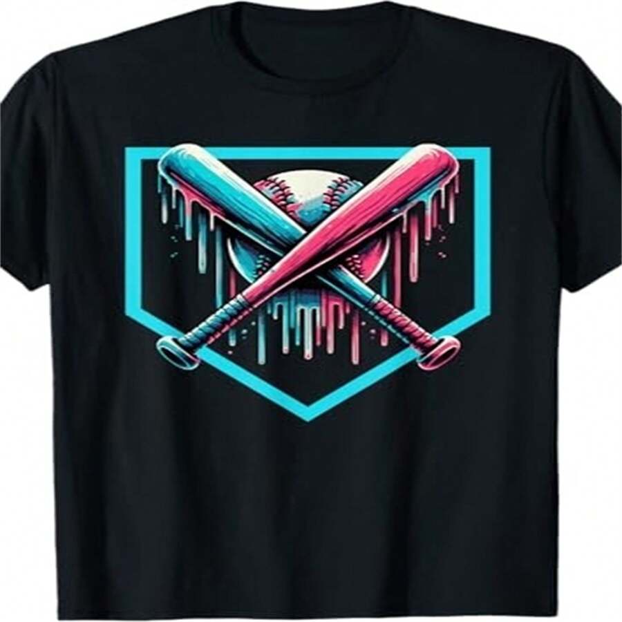 Baseball Home Plate Drip Boys Baseball Bat, Baseball Drip T-Shirt ...