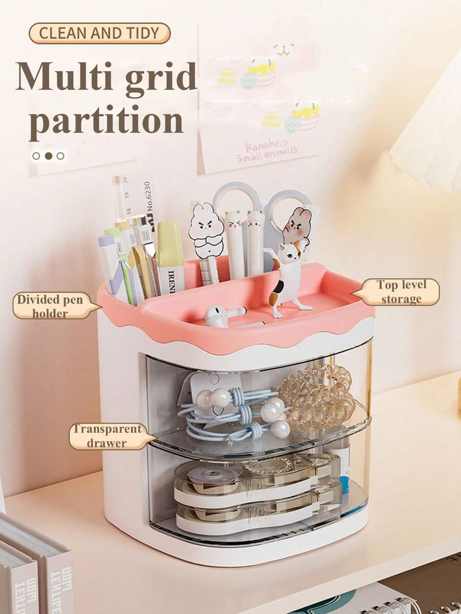1pc Cute Pen Holder, Desktop Organizer, Student Office Desk Pen Stand ...
