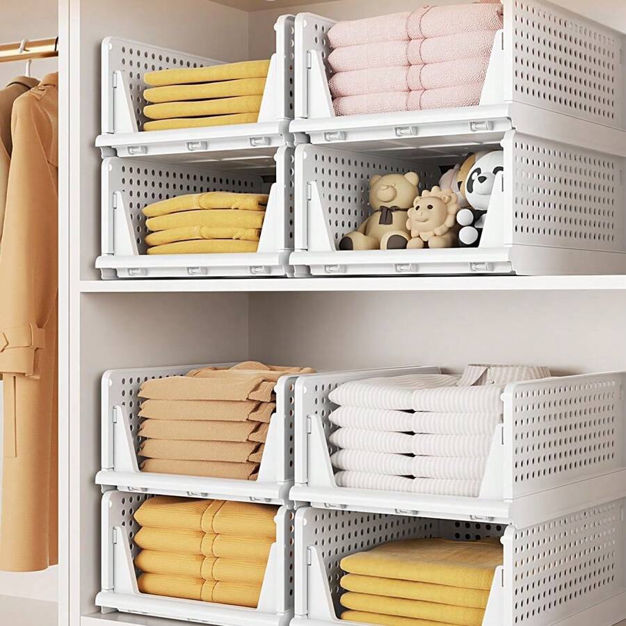 Caixa de Armazenamento de Plástico, Adequada para Guarda-Roupa, Cozinha ...