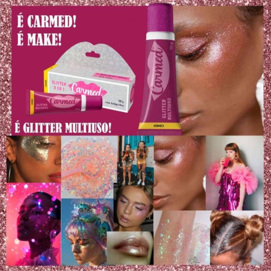 Hidratante labial carmed glitter 3 em 1 10g make multiuso proteção e ...